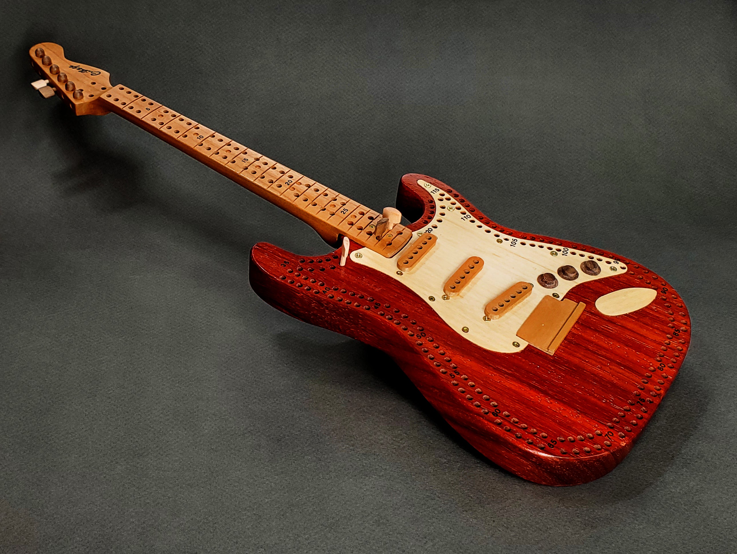 Handcrafted Exotic wood Electric Guitar Cribbage Board – circlerosse